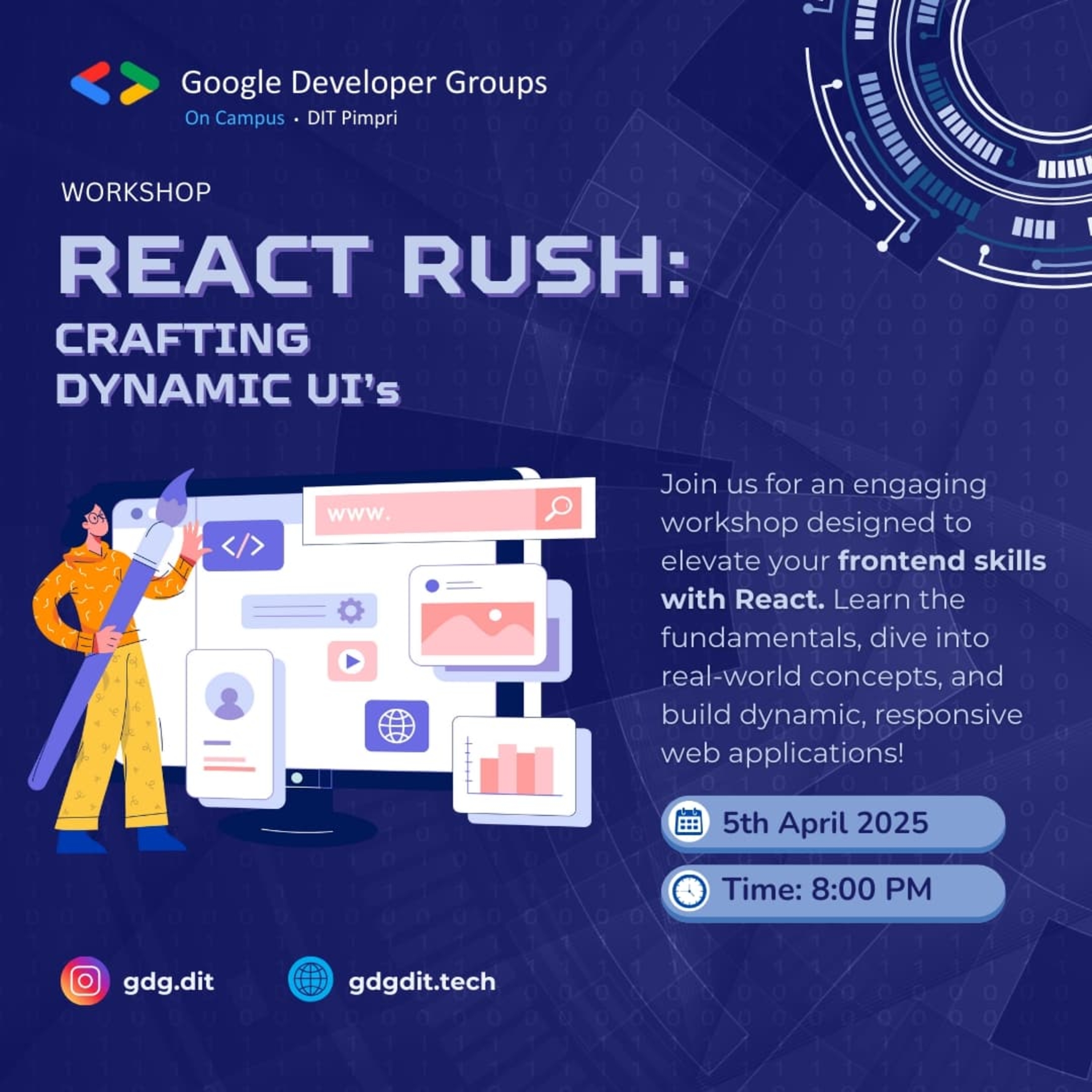 See React Rush – Build Interactive Web Apps! at Google Developer Groups GDG on Campus Dr. D. Y ...
